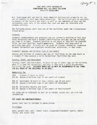 "Cunningham Hall and Gross Coliseum Facility Guidelines" by Fort Hays ...