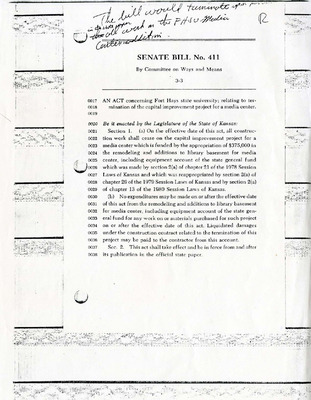 "Senate Bill Number 411" by Fort Hays State University