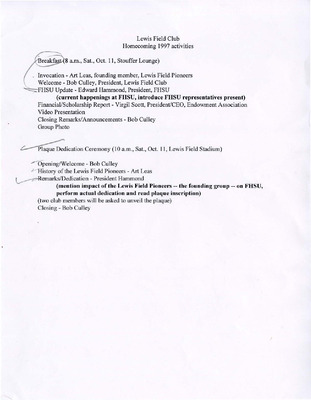 "Lewis Field Club Homecoming 1997 Activities" by Fort Hays State University