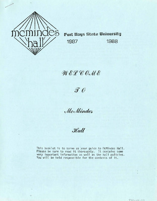 "McMindes Hall Guide 1987-1988" by Fort Hays State University