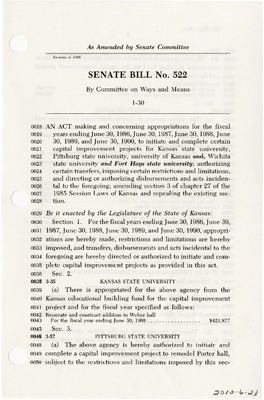"Senate Bill No. 522" by Fort Hays State University