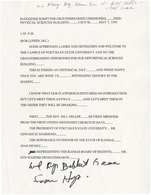 "Suggested Script for Groundbreaking Ceremonies with Notes" by Fort ...