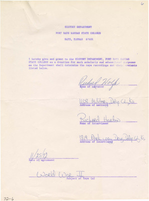 "Interview with Sheriff Richard A. Wolfe" by Richard Horton