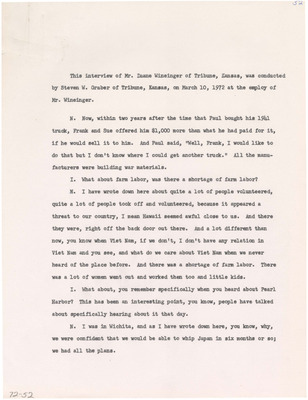 "Interview with Duane Wineinger" by Steven W. Graber