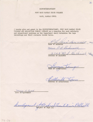 "Interview with Paul L. Beiderwell" by Georgia Kenyon