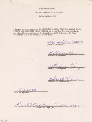 "Interview with Howard O. Anderson" by Georgia Kenyon