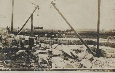 "Postcard: No. 1381, Stone Quarry. Cottonwood Falls, Kansas"