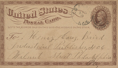 "Postcard: Postcard Requesting Catalog of Books" by C. Westfall